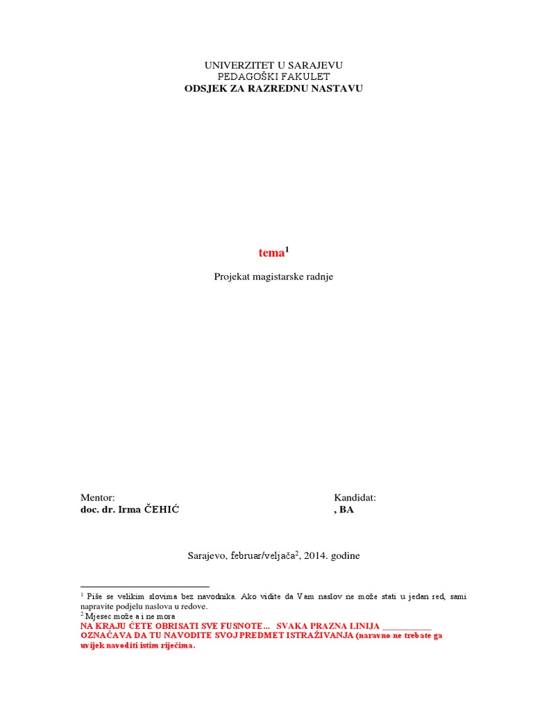 Upute Za Pisanje Projekta | PDF