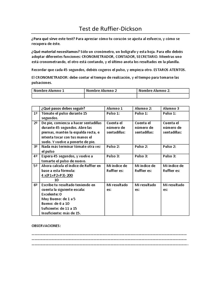 Test de Ruffier | PDF