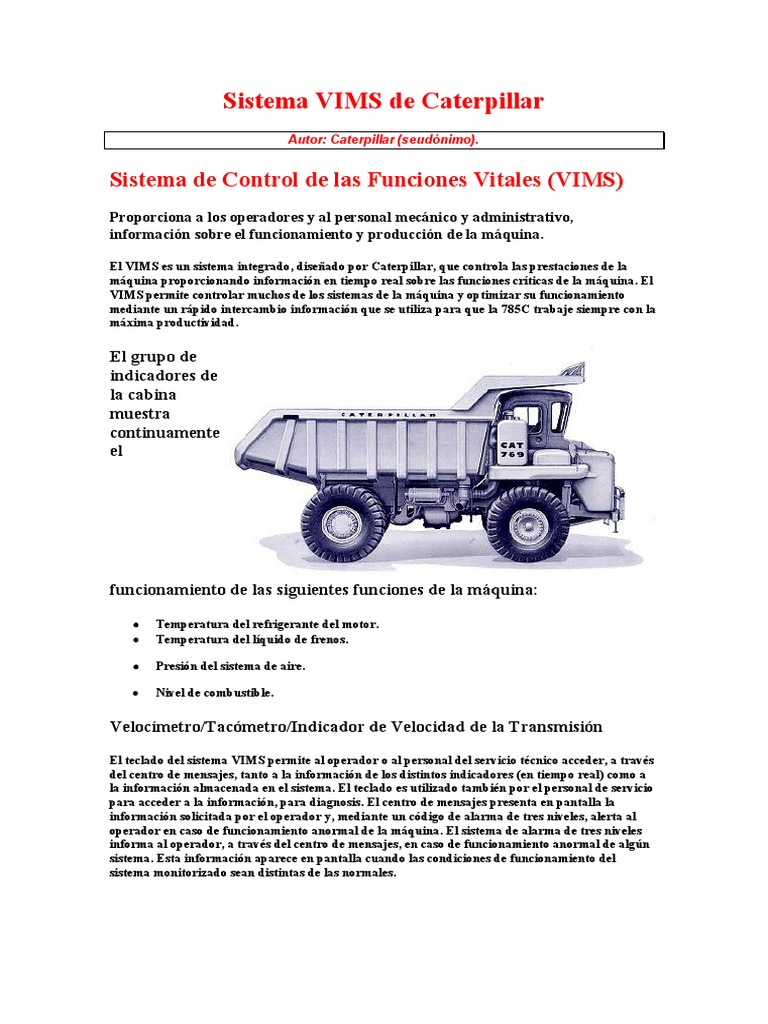 Sistema VIMS de Caterpillar | PDF | Transmisión (Mecánica) | Inyección ...