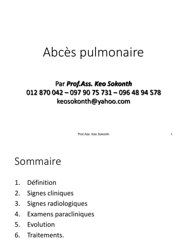Abcès Pulmonaire PDF | PDF | Pénicilline | Poumon