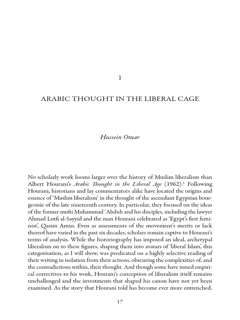 Arabic Thought in The Liberal Cage | PDF | Liberalism | Slavery