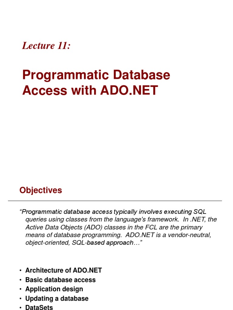 11 DB Programming | PDF | Microsoft Visual Studio | Active X Data Objects