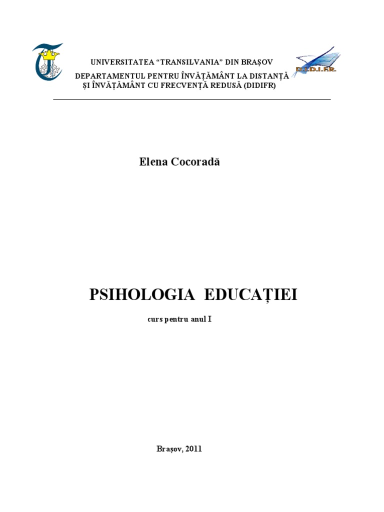 1 Psihologia Educatiei E Cocorada PDF | PDF
