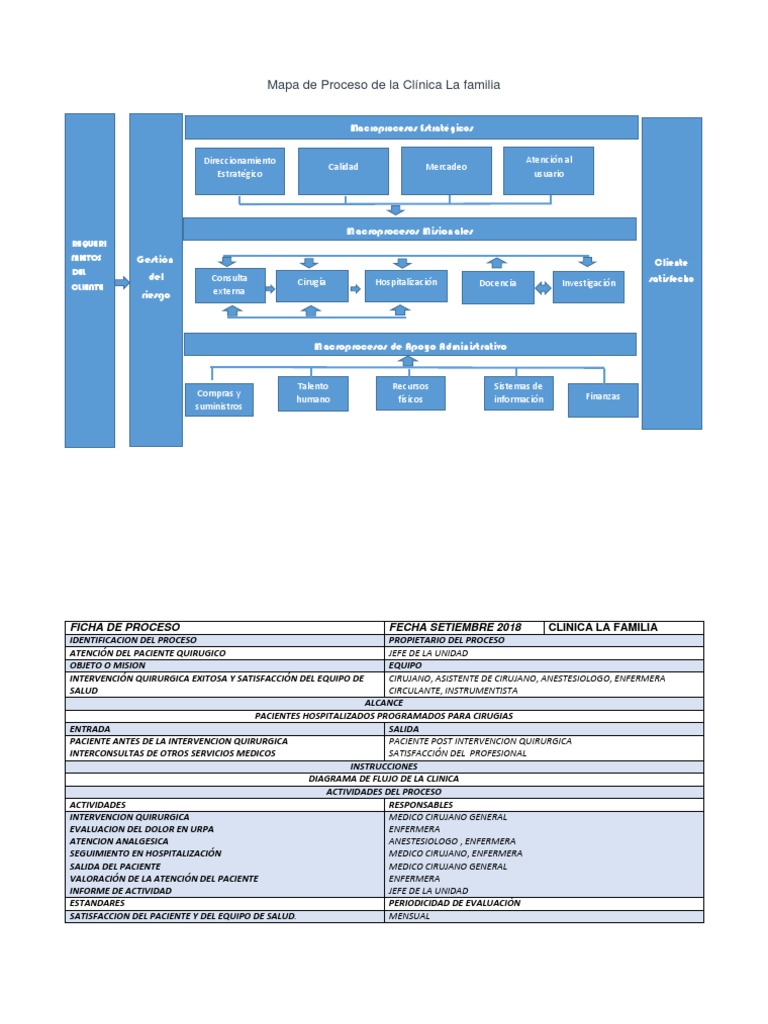 Mapa de Proceso de la Clínica La familia: Macroprocesos Misionales ...