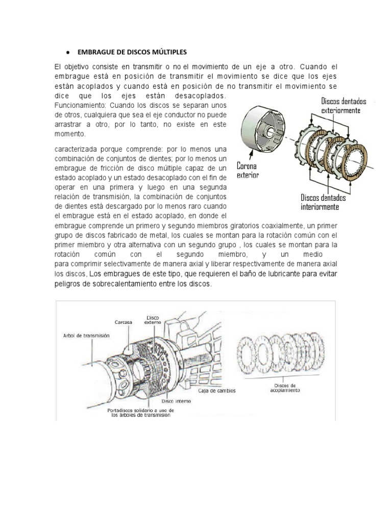 Funcionamiento del Embrague Multidisco | PDF | Engranaje | Transmisión ...