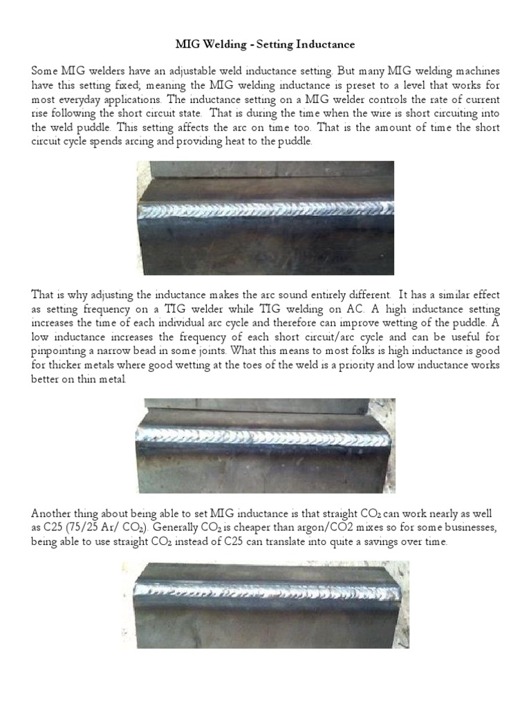 Mig Welding - Setting Inductance | PDF | Inductance | Electric Current