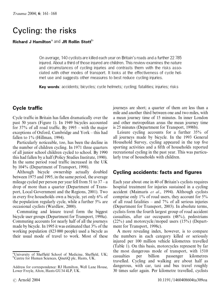 Cycling: The Risks | PDF | Traffic Collision | Land Transport