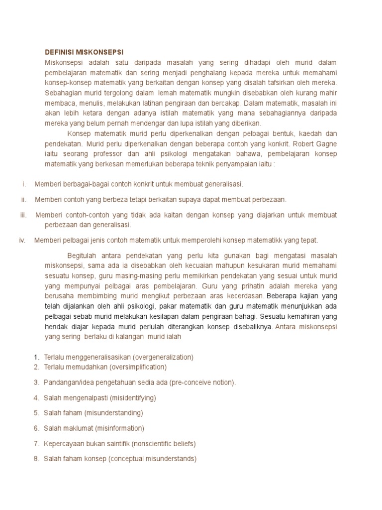 Definisi Miskonsepsi | PDF