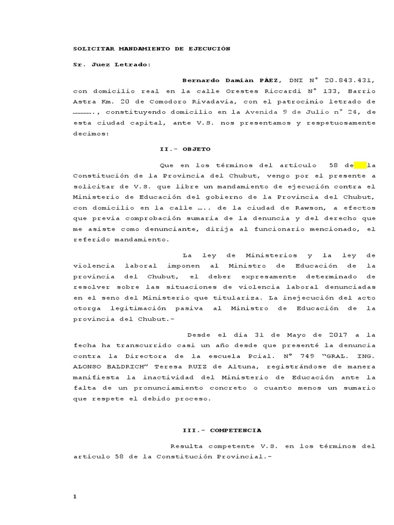 Mandamiento de Ejecución | PDF | Debido al proceso | Principios éticos