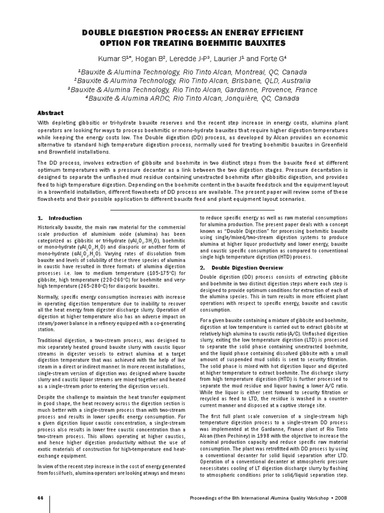 Double Digestion for Boehmitic Bauxite | PDF | Aluminium Oxide | Filtration