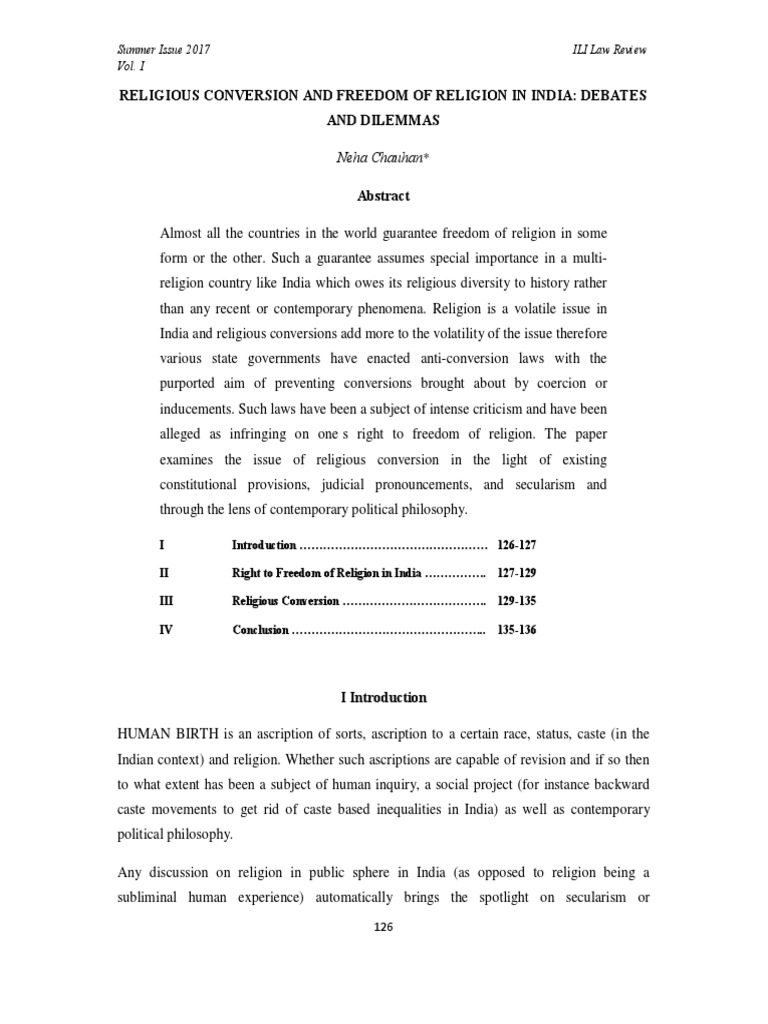 Religious Conversion and Freedom of Religion in India: Debates and ...