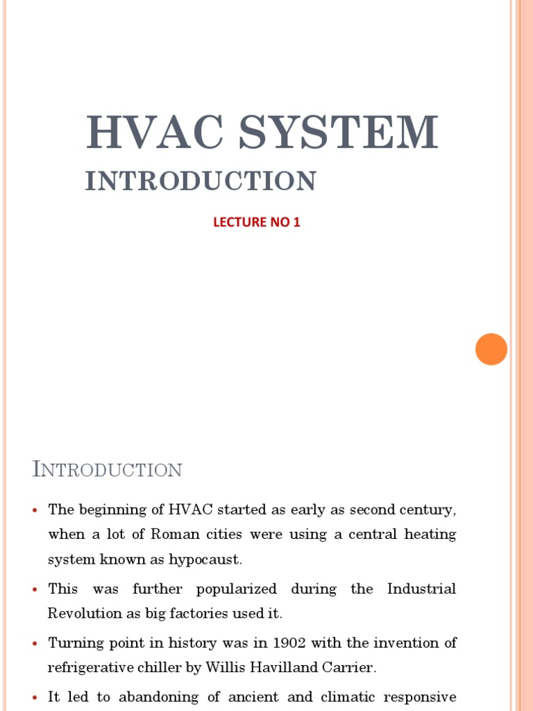 Hvac System: Lecture No 1 | PDF | Hvac | Air Conditioning