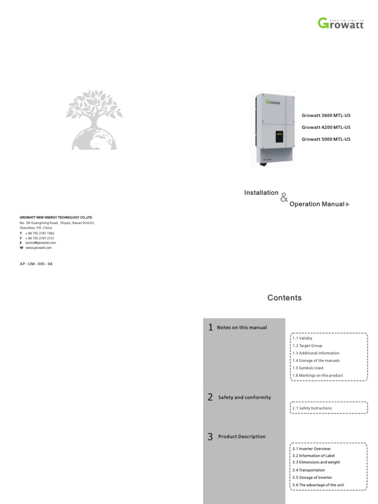 Manual de inversores Growatt | Photovoltaics | Solar Panel