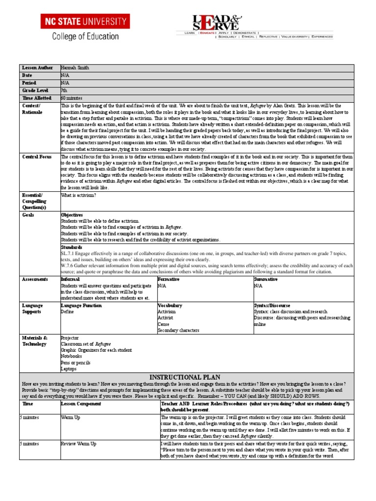 Lesson For Refugee Unit | PDF | Activism | Credibility