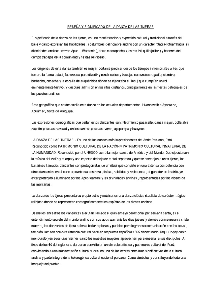 Reseña y Significado de La Danza de Las Tijeras | PDF | Bailes ...