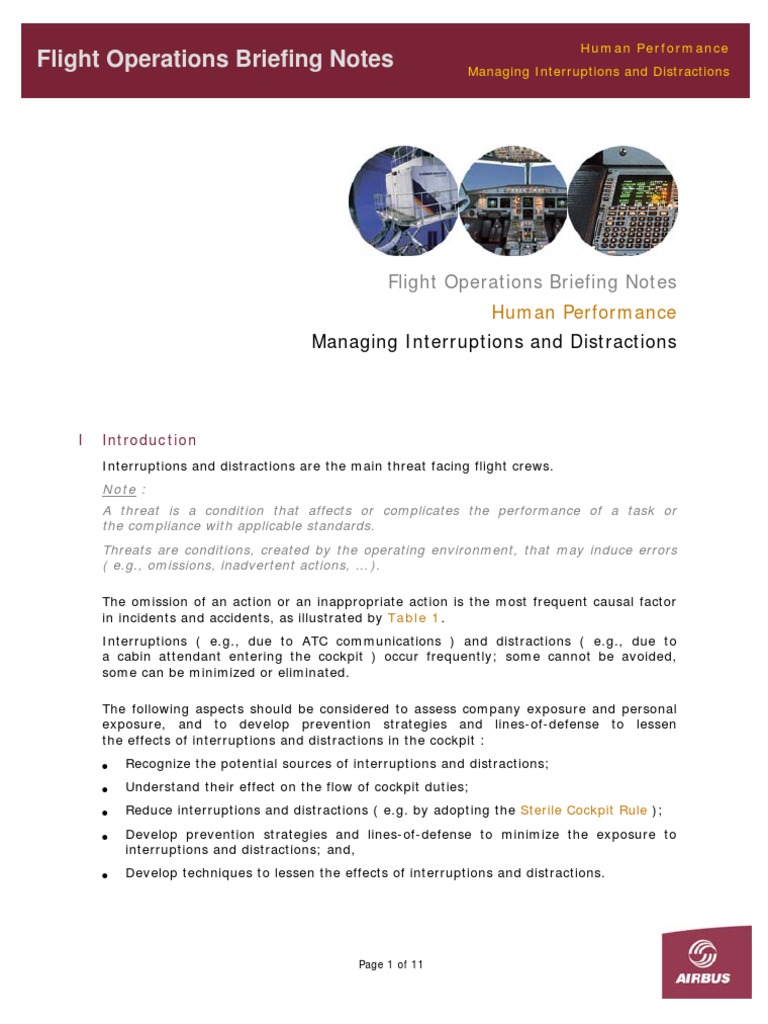 Managing Interruptions and Distractions PDF | PDF | Aviation Safety ...