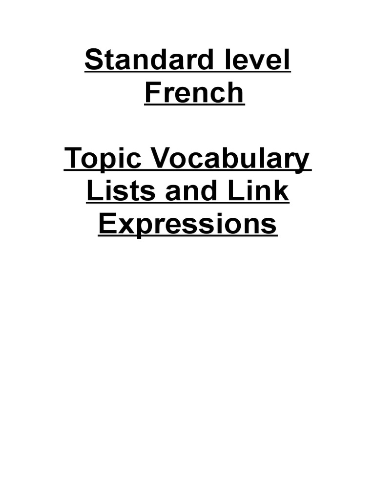IB Topic Vocab List SL | PDF | Emploi | Pétrole