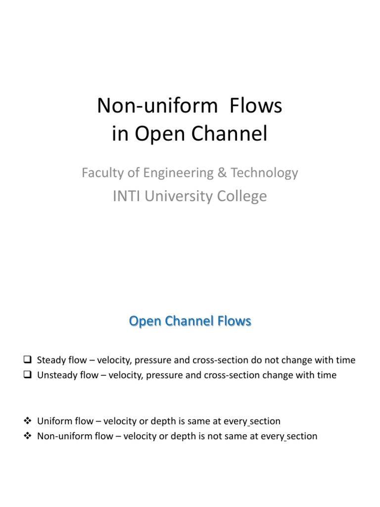 Non-Uniform Flows in Open Channel: INTI University College | PDF ...