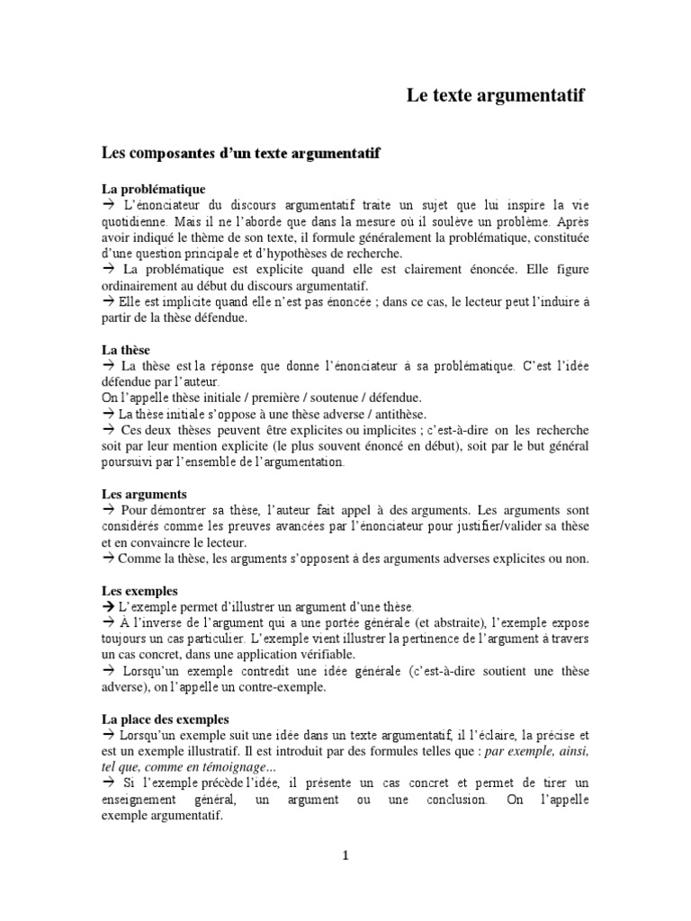 Le Texte Argumentatif | PDF | Argumentation | Lecture (Processus)