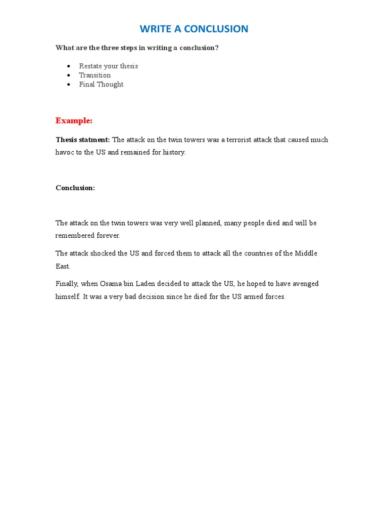 Write A Conclusion: Example | PDF