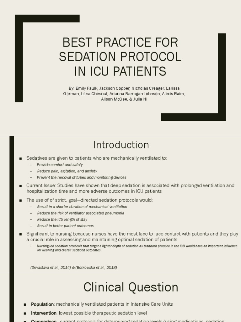Ebp - Best Practice For Sedation Protocol in Icu Patients | PDF ...