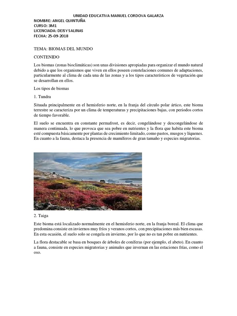 Biomas Del Mundo | PDF | Ecosistema | Ecología de sistemas