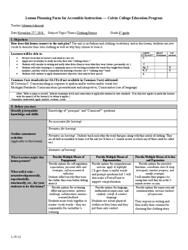 Lesson 2 Fashion Unit Clothing Stories | PDF | Vocabulary | Reading ...