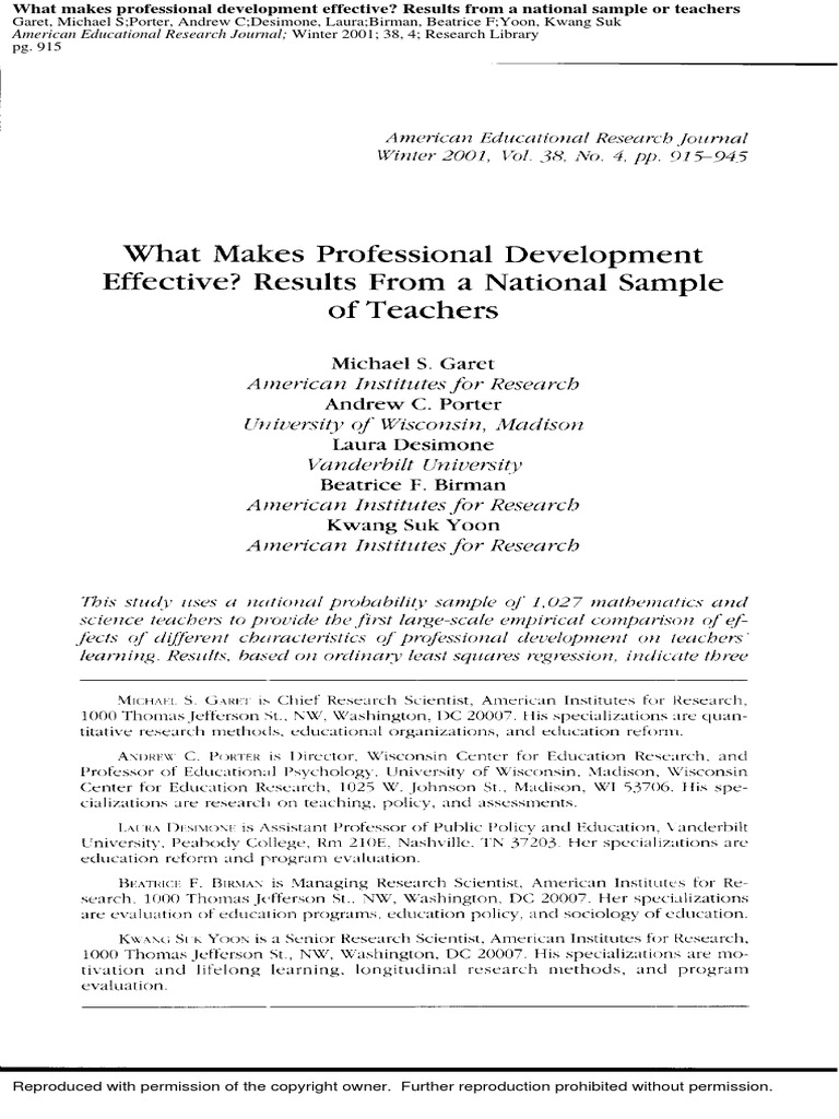What Makes Professional Development Effective | PDF | Public Sphere ...