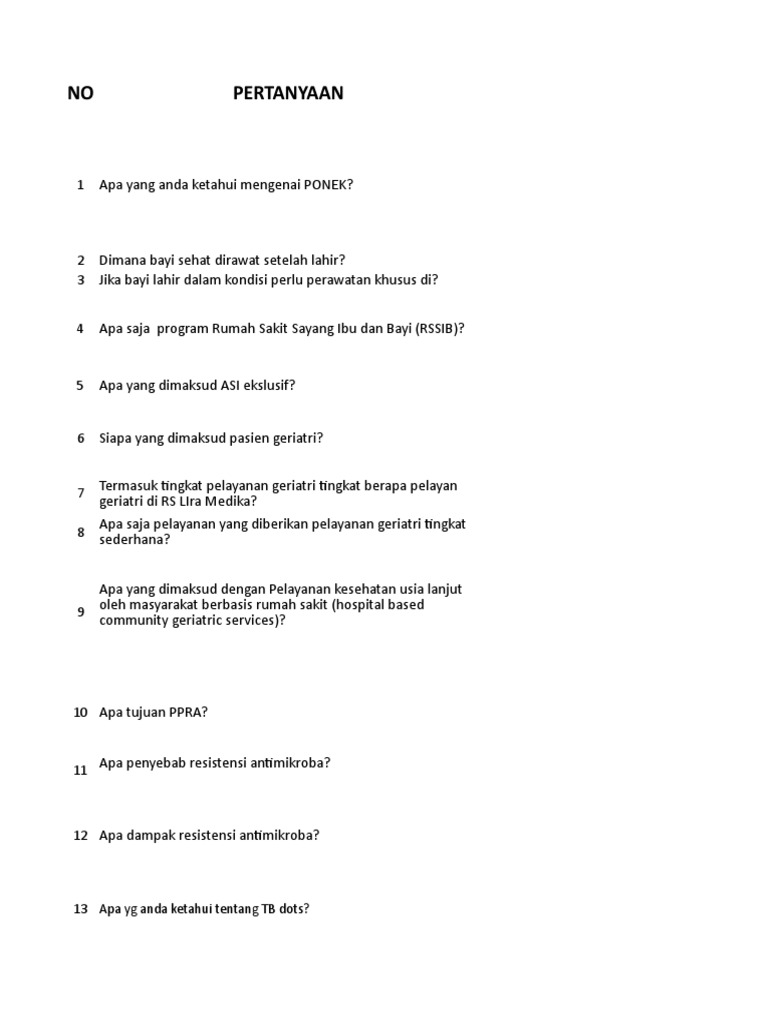 Pertanyaan Prognas Snars | PDF