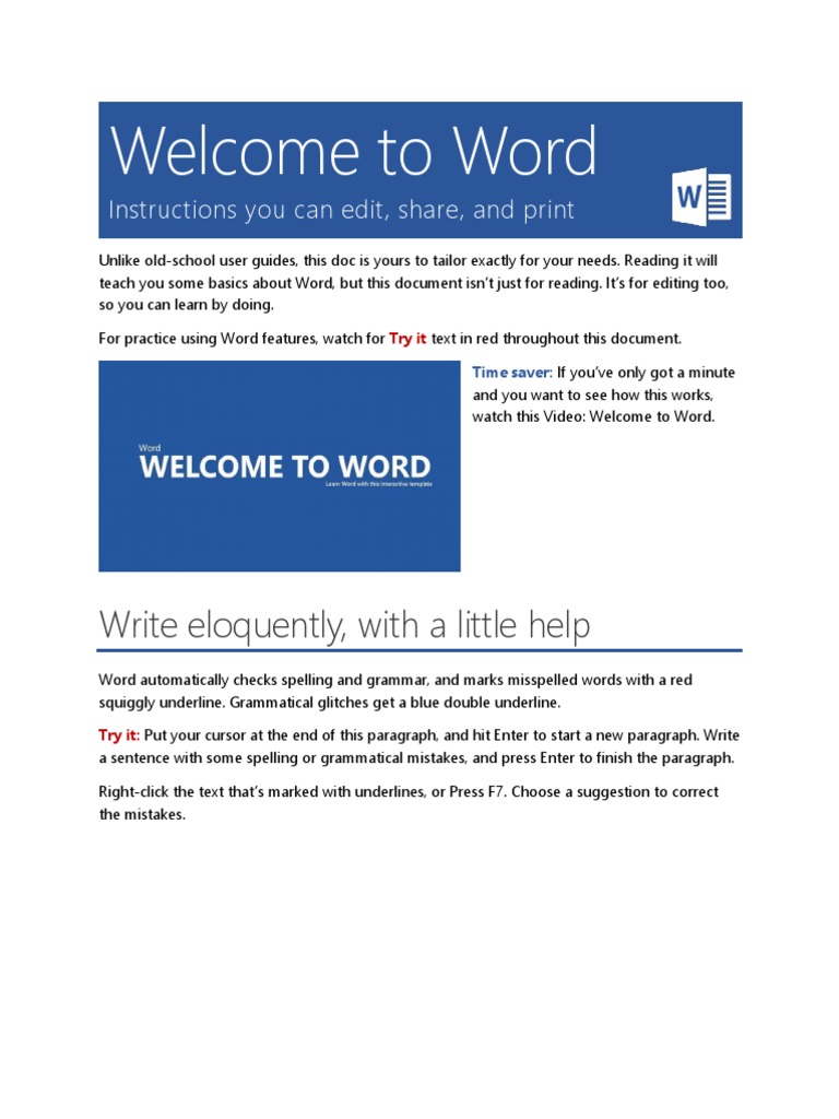 Welcome To Word | PDF | Keyboard Shortcut | Computer Keyboard