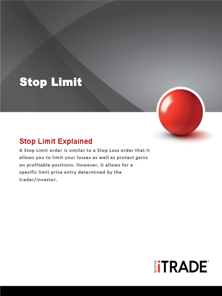 Stop Limit | PDF | Order (Exchange) | Securities (Finance)