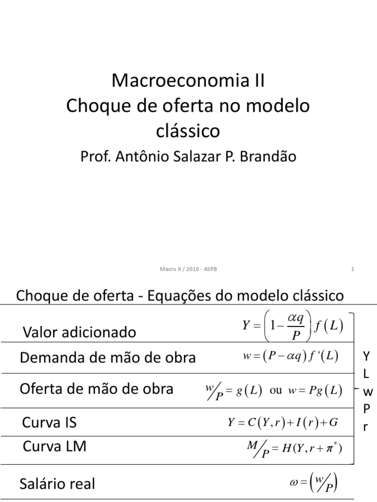 Modelo Clássico Antonio Salazar | PDF | Macroeconomia | Economia