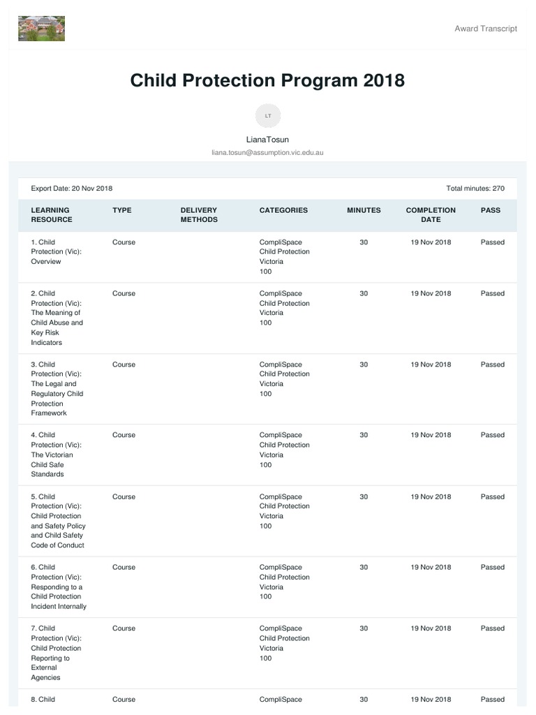 Child Protection Program 2018 1542674163 | PDF | Child Protection | Safety