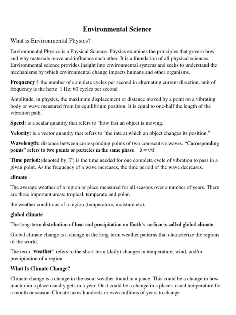 Environmental Science: What Is Environmental Physics? | PDF ...