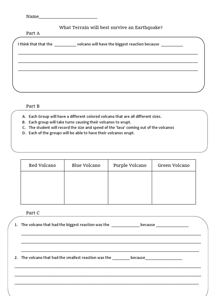 Volcano Experiment Recording Sheet | PDF