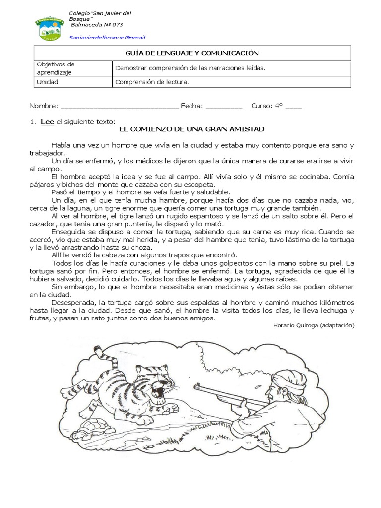 Comprensión de Lectura El Comienzo de Una Gran Amistad Ok | PDF | Ocio