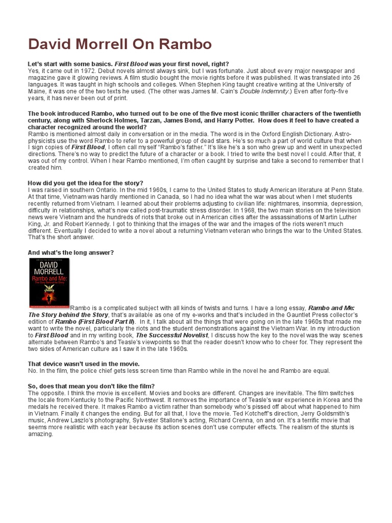 David Morrell On Rambo | PDF