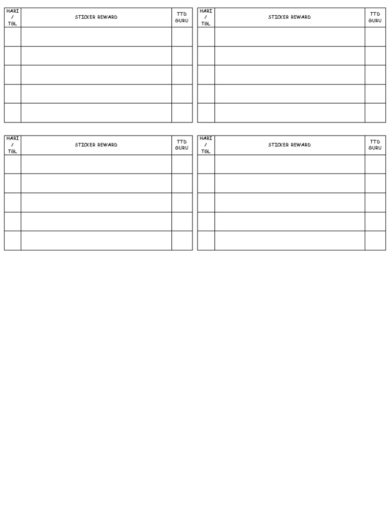 Hari / TGL Sticker Reward TTD Guru Hari / TGL Sticker Reward TTD Guru | PDF