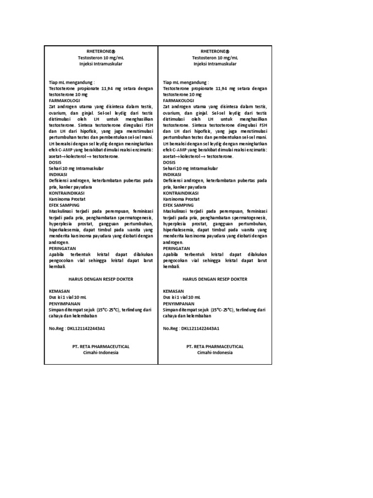 Brosur Obat Injeksi Testosteron | PDF | Kesehatan Holistik