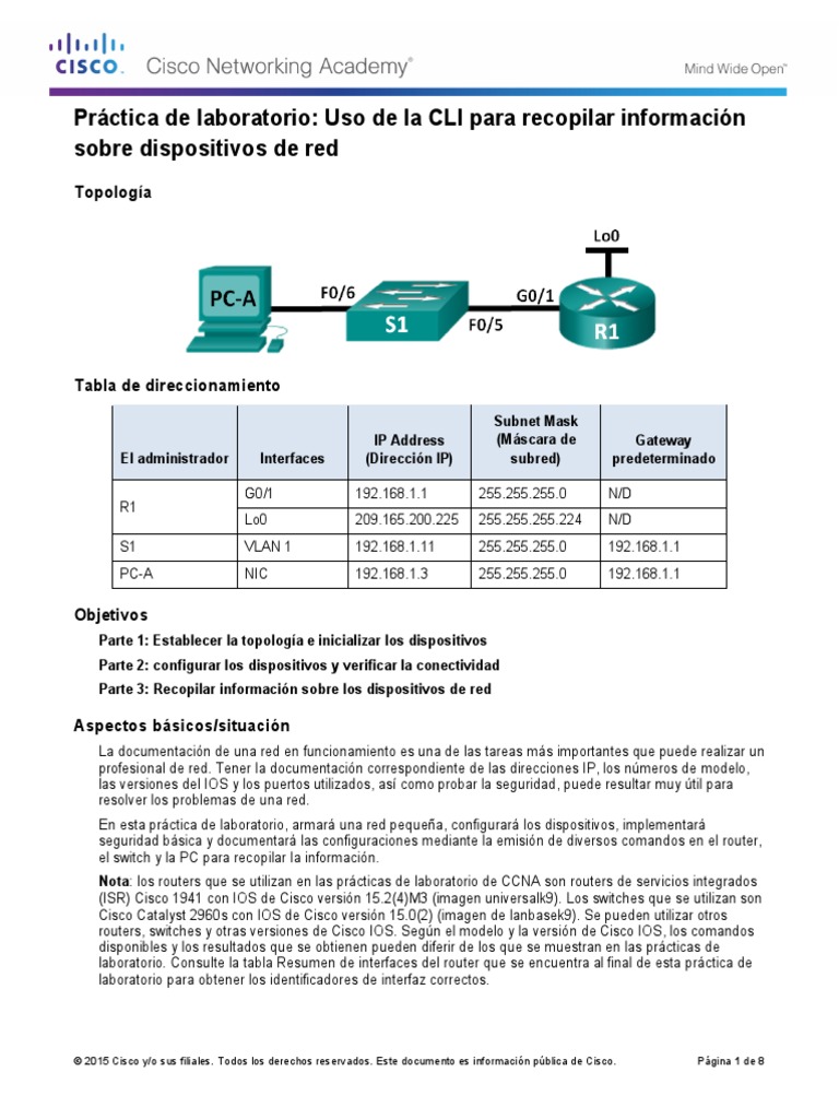11.3.4.6 Lab Using The CLI To Gather Network Device Information PDF ...