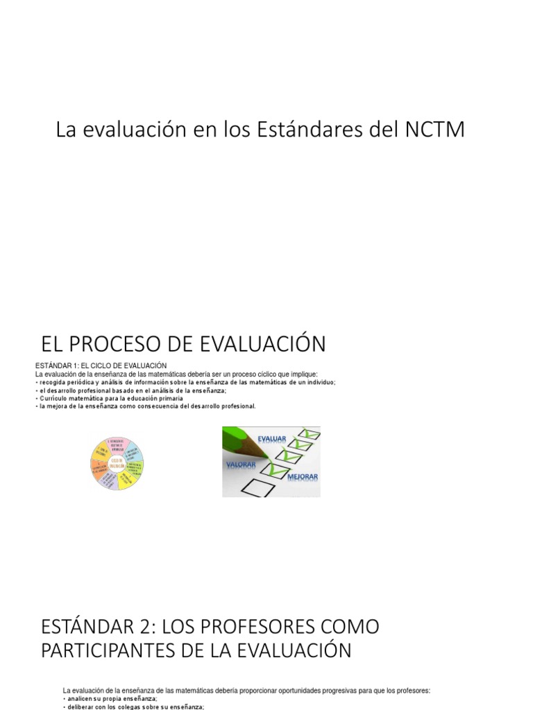 La Evaluación en Los Estándares Del NCTM | PDF | Evaluación | Maestros