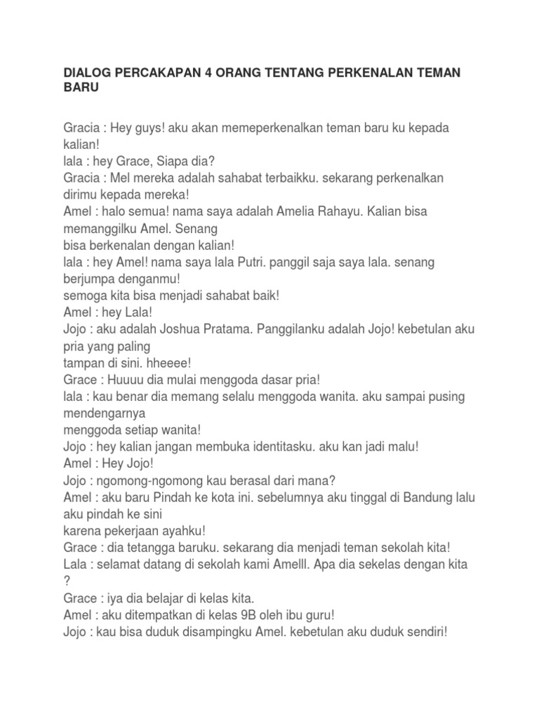 Dialog Percakapan 4 Orang Tentang Perkenalan | PDF