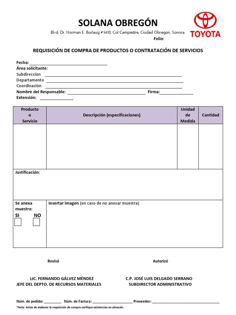 Requisición de Compra y Servicios | PDF