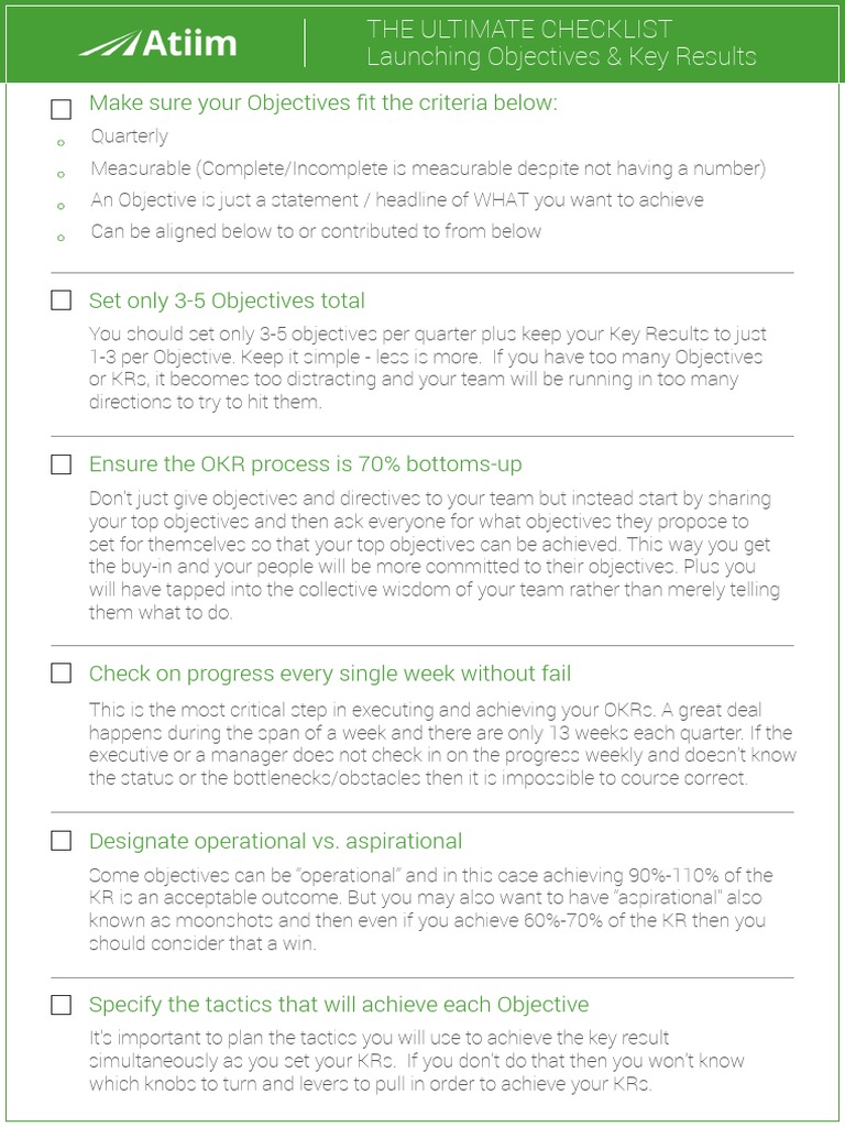 OKR Checklist | PDF