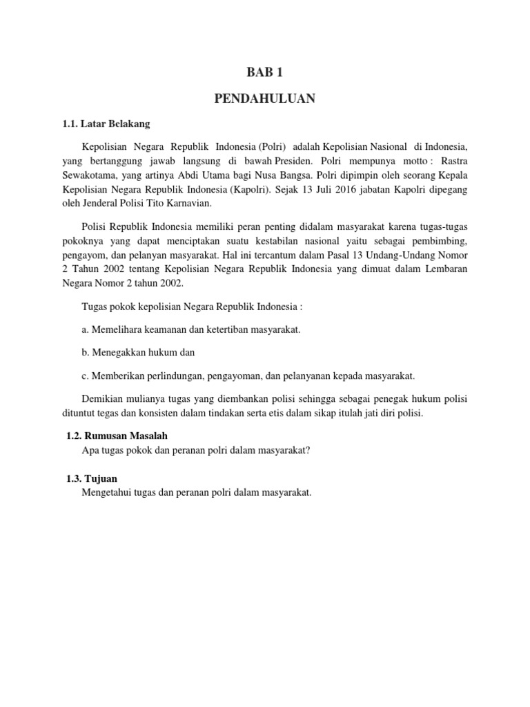 Tugas Pokok Dan Peran Polri | PDF | Politik | Ilmu Sosial