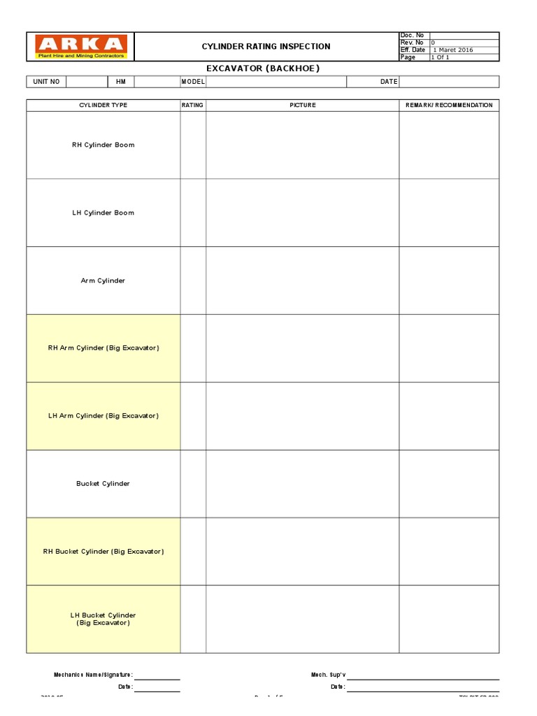 Cylinder Rating Form | Download Free PDF | Steering | Motor Vehicle