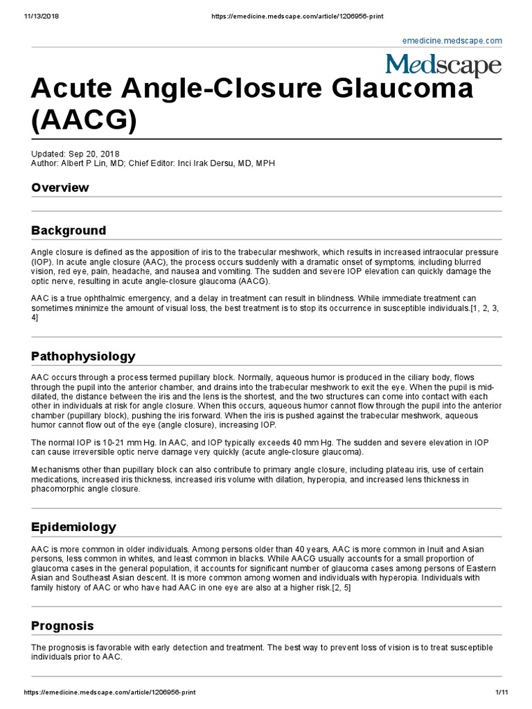 Acute Angle-Closure Glaucoma (AACG) | PDF | Glaucoma | Medicine
