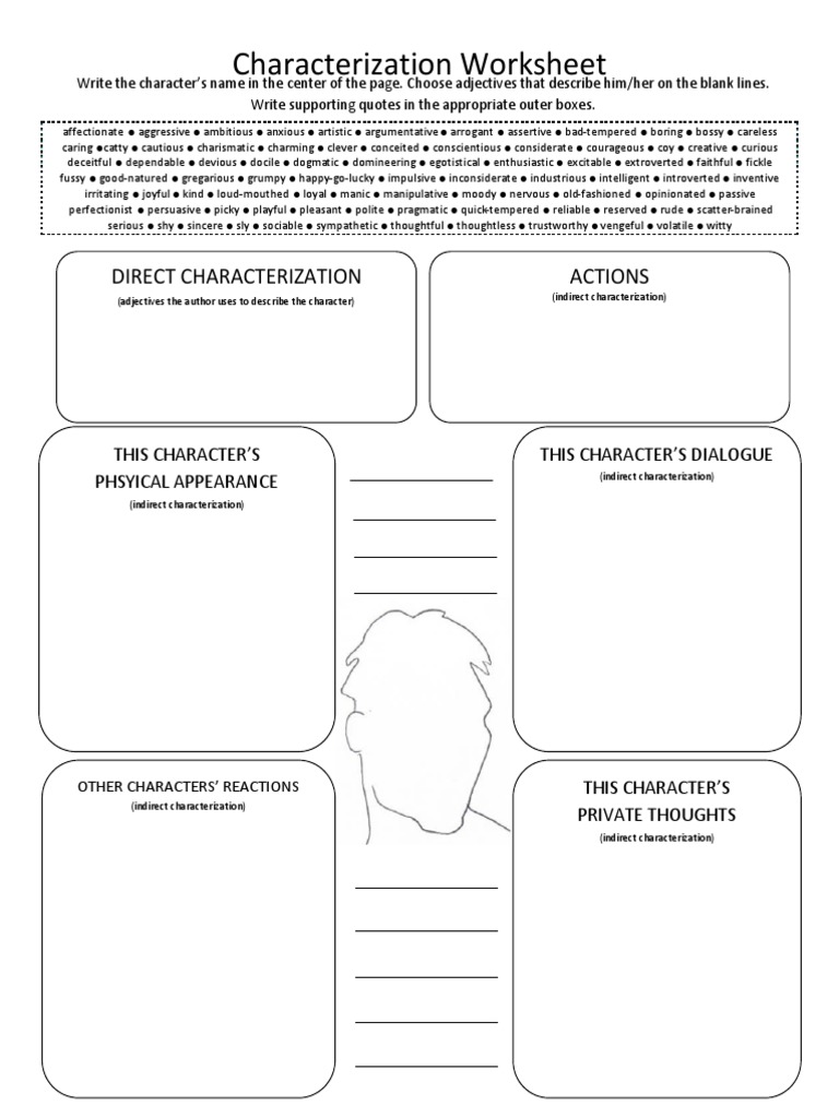 Characterization Worksheet Page 1 PDF | PDF