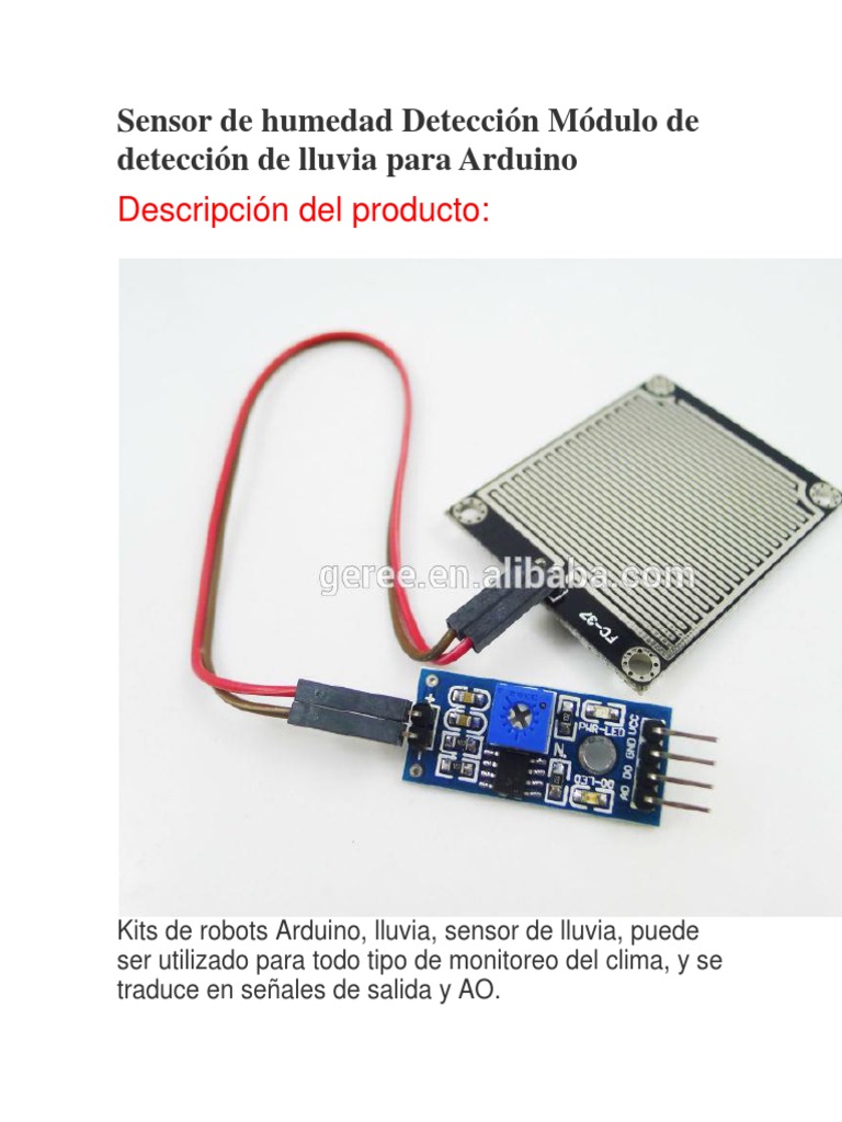 Sensor de Humedad Detección Módulo de Detección de Lluvia para Arduino | PDF