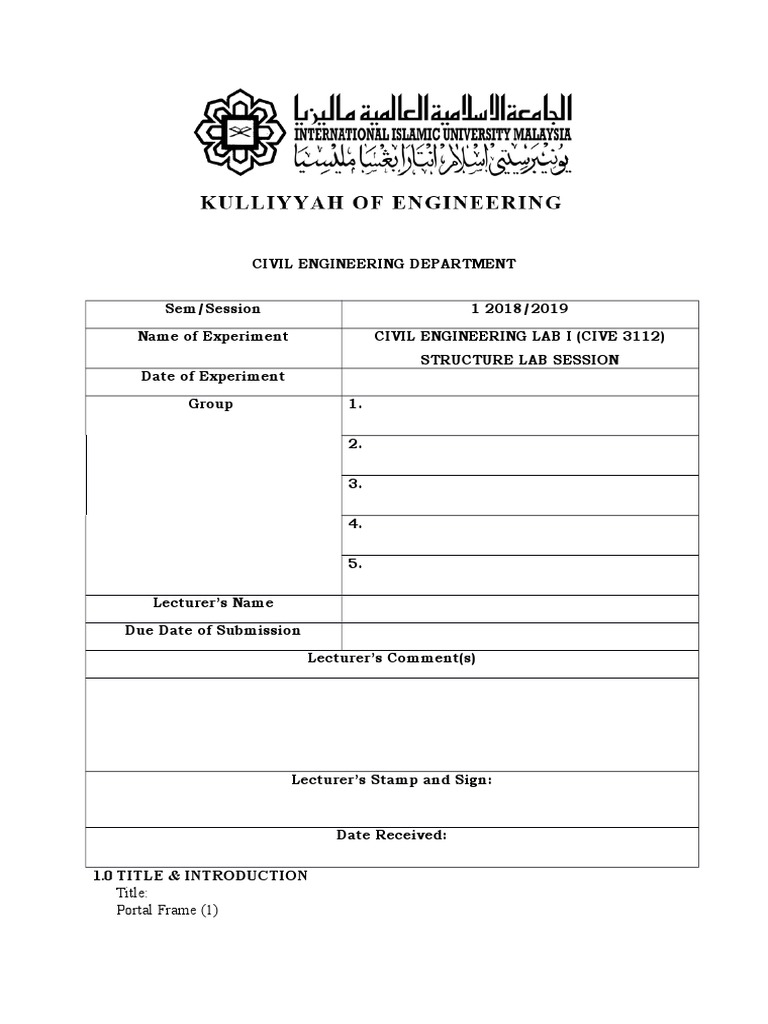 Lab Report Portal Frame 1 | PDF | Framing (Construction) | Structural ...